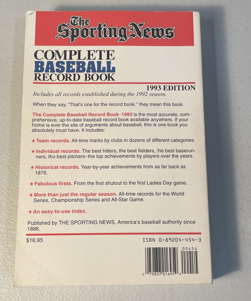 Sporting News: The Complete Baseball Record Book (1993 Edition ...