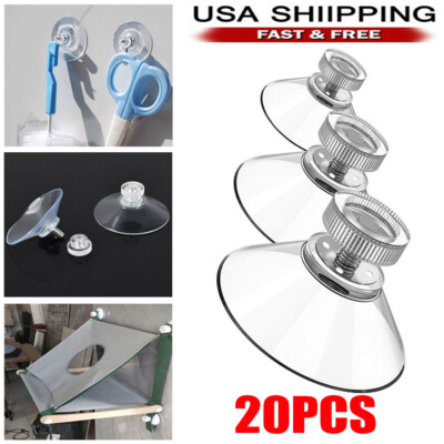 20X Strong Suction Cups with M4 Screw Rod Knurled Hook Clear Glass ...