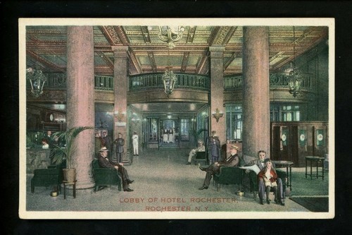 New York NY postcard Rochester, Lobby of Hotel Rochester Vintage | eBay