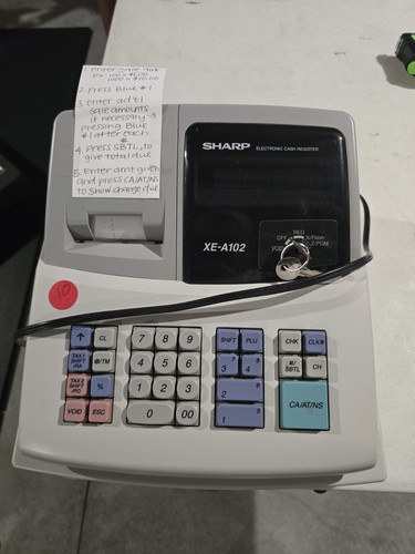 PRE-OWNED SHARP XE-A102 ELECTRONIC CASH REGISTER PROGRAM/MANAGER & KEYS ...