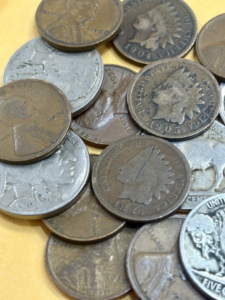 Old Mixed U.S. Coin Lot! Indian Head Penny, Wheat Cent, Buffalo Nickel ...