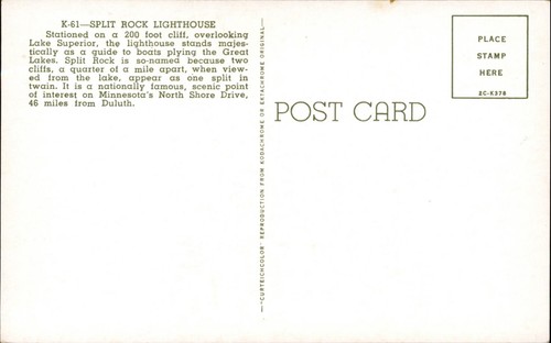 Split Rock Lighthouse Two Harbors Minnesota vintage postcard b291 | eBay
