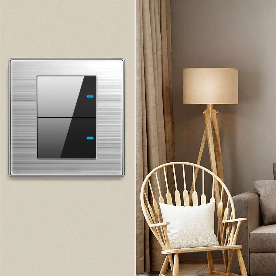 LED 86 Dual switch stainless steel panel 1 2 3 Gang 1 2 Way EU 1 2 ...