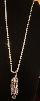 Weiss Rhinestone 20" Necklace with 2.5" Rhinestone/Crystal Tassel | eBay