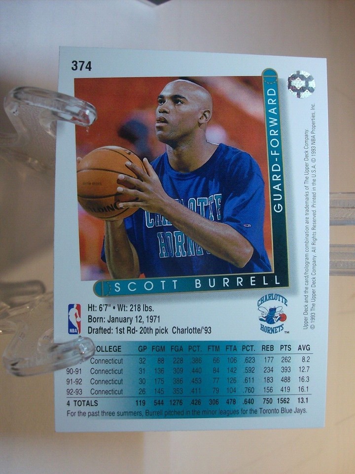 1993-94 Upper Deck Basketball #374 - Scott Burrell RC - Charlotte ...