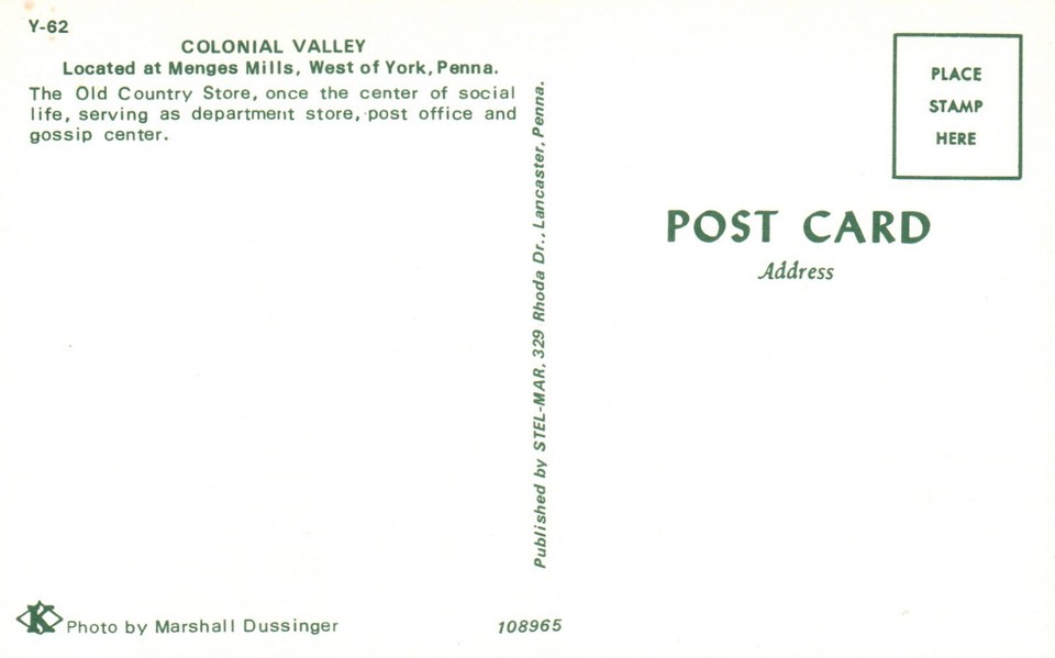 Postcard PA Menges Mills Old Country Store Colonial Valley Vintage PC ...