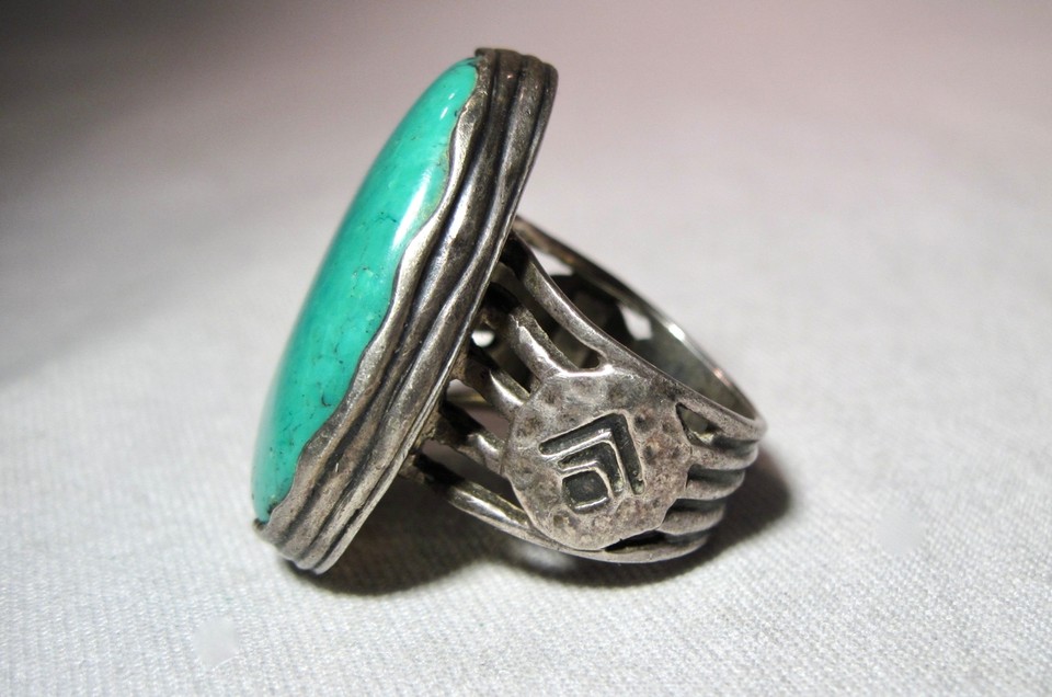 Vintage Sterling Silver India 925 Turquoise Ring Size 9 1/4 K1332 | eBay
