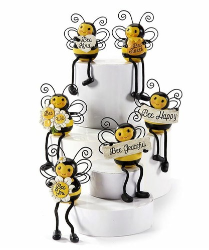 Bumblebee Bee Shelf Sitters Set of 6 with Dangly Legs Sentiments Yellow ...