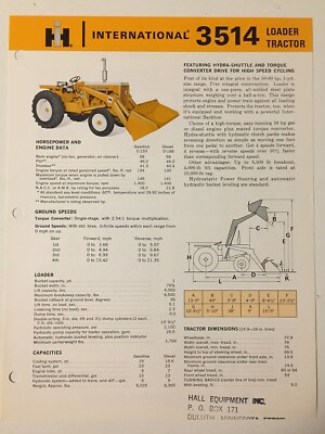 IH International Harvester 3514 Tractor Loader Brochure, original ...