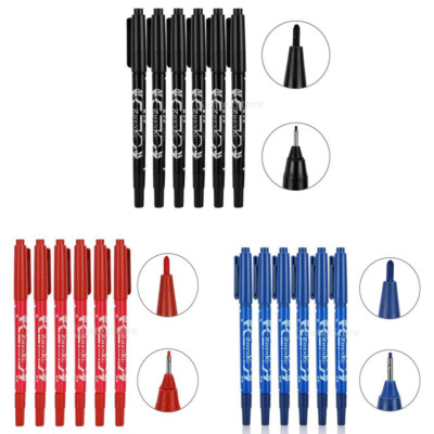 6x Dual Tip Skin Marker Pen Scribe Piercing Pen Supply Body Art Tools ...