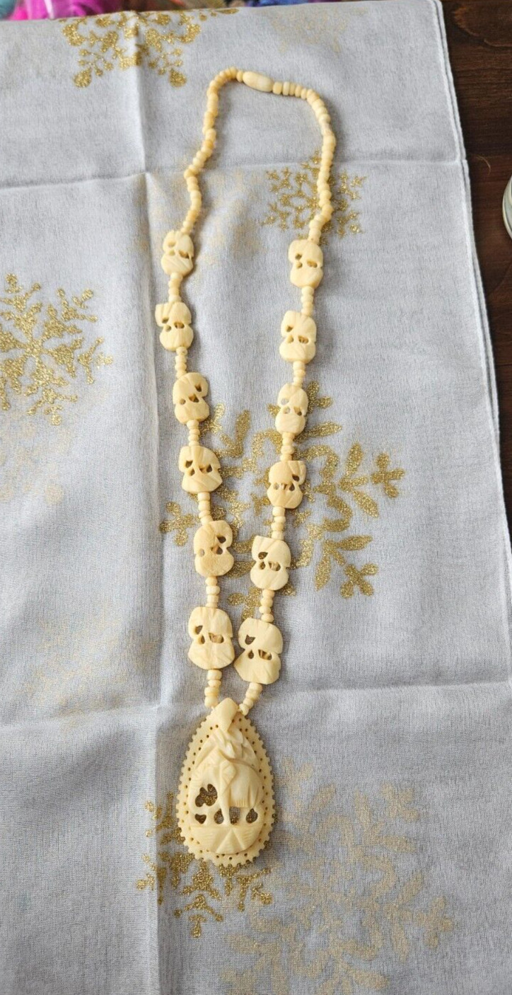 Vintage Hand Carved FAUX IVORY Celluloid ELEPHANT PEN… - Gem