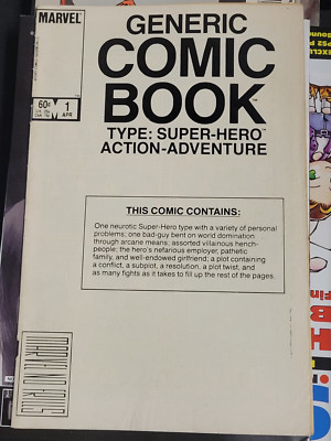 Generic Comic Book #1 (1983, Marvel) New Comic Book Inventory in VG/VF ...