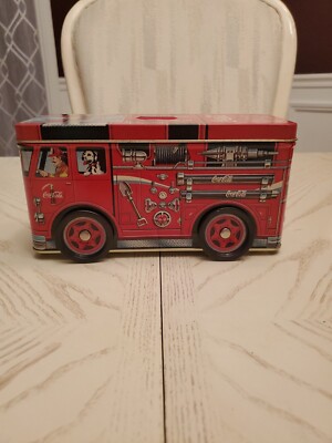 Coca Cola Tin - Fire Truck Bank with Wheels that Roll | eBay