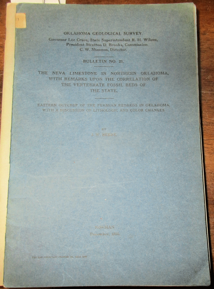 GEOLOGY PALEONTOLOGY STRATIGRAPHY 1914 OKLAHOMA PERMIAN AGE NEVA ...
