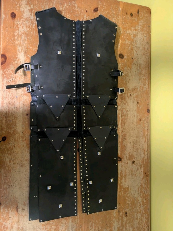 MEDIEVAL Black Leather Studded Armour Knight Warrior Tabbard LARP ...