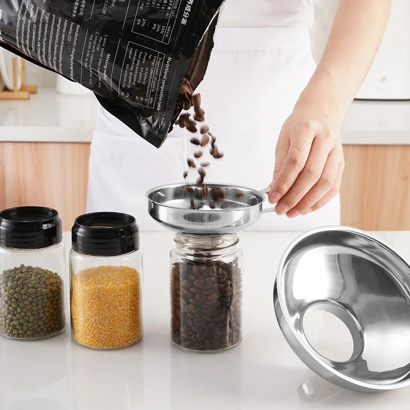Stainless Steel Jam Jar Funnel Wide Mouth Liquid Funnel Baking Funnel ...