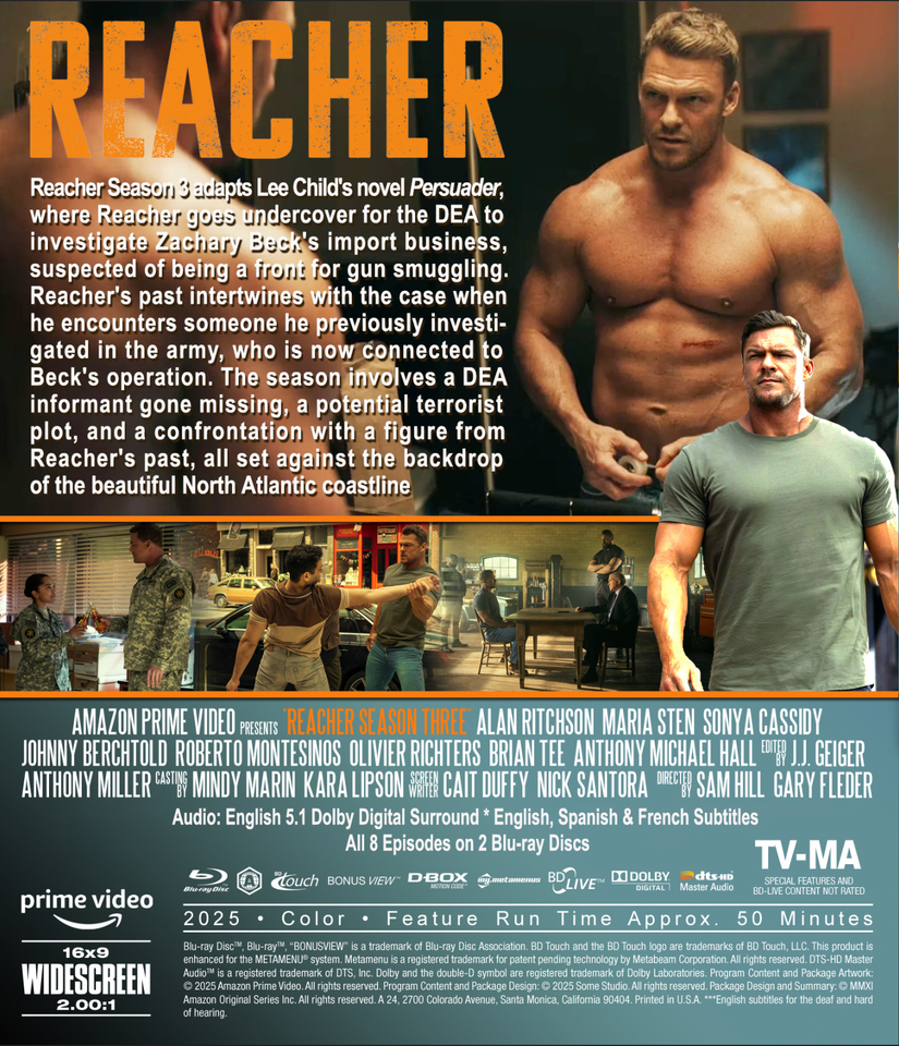 Reacher The Complete Season Three (Blu-ray) New! USA SELLER!! Fast ...