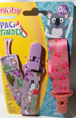 Nuby Infant 2 Pack Paci Finder 0+M Pacifier Clips Camel Cactus Girls ...