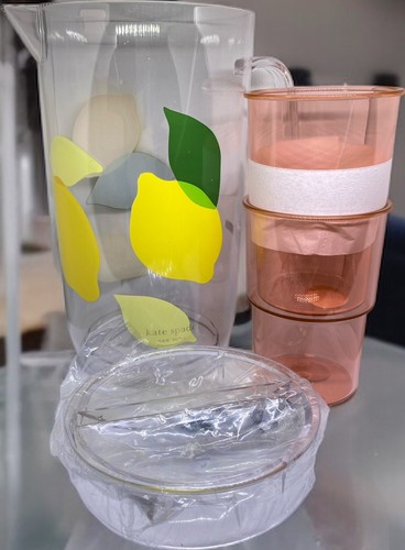 KATE SPADE Lemon Pitcher & Stackable Tumbler Set Acrylic Yellow Pink | eBay