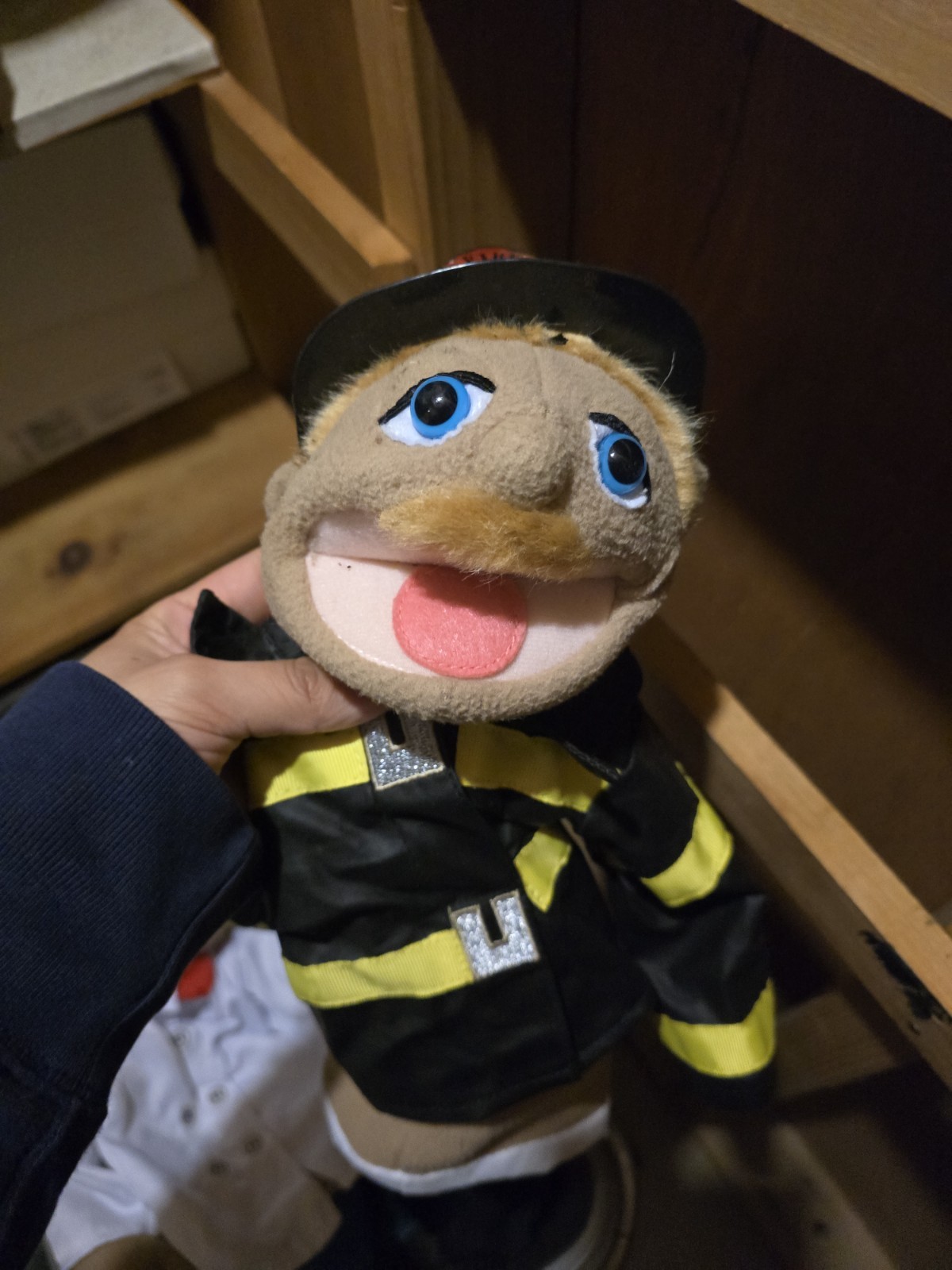 SML Melissa & Doug Brooklyn T Guy FIREFIGHTER Fireman Puppet Plush Hard ...