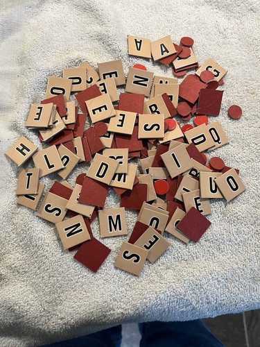 Parts/Pieces 70's/80's Scrabble Junior-Cardboard Letter Tiles & Red ...