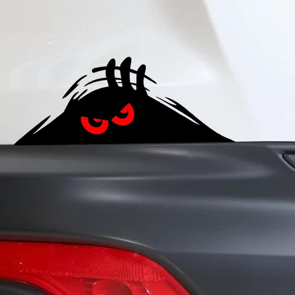1x Red Eyes Monster Peeper Scary Door Window Car Sticker Vinyl Decal ...