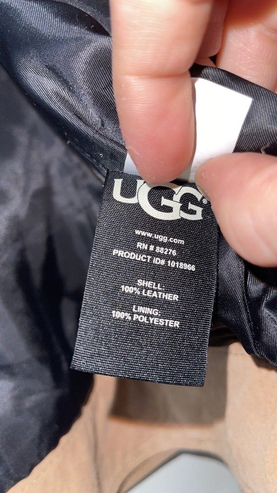 UGG Women’s Stacey Suede Lambskin Leather Moto Jacket in Camel Size M ...