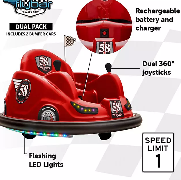 Flybar 6Volt Battery Powered Electric Bumper Cars Red/Black 2 Pack FREE ...