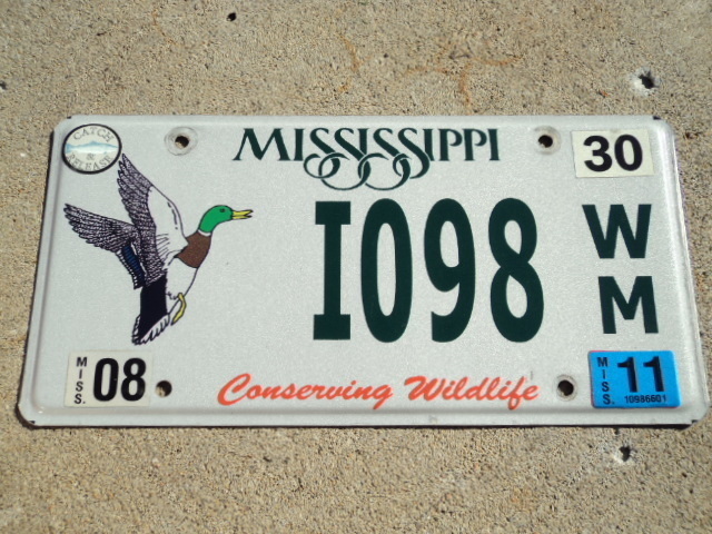 2011 MISSISSIPPI Conserving Wildlife DUCK License Plate I098 WM MS | eBay