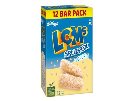 Kellogg's LCMs Split Stix Yoghurty Puffed Rice Snack Bars, 12 x 22g ...