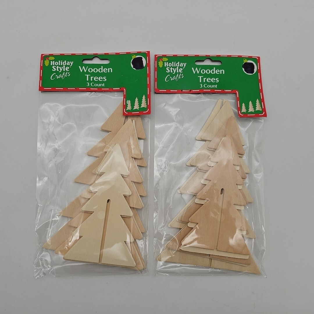 Wooden Christmas Trees 3-Pack, Lot of 2, Holiday Crafts Interlocking ...