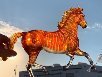 Breyer Model Horse Clear Ware Show Jumping Warmblood Zebra Orange Clear ...