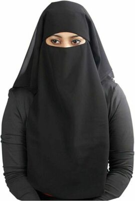 headcap Muslim Hijab Islamic Face Cover Veil Burqa Burka Niqab Black ...