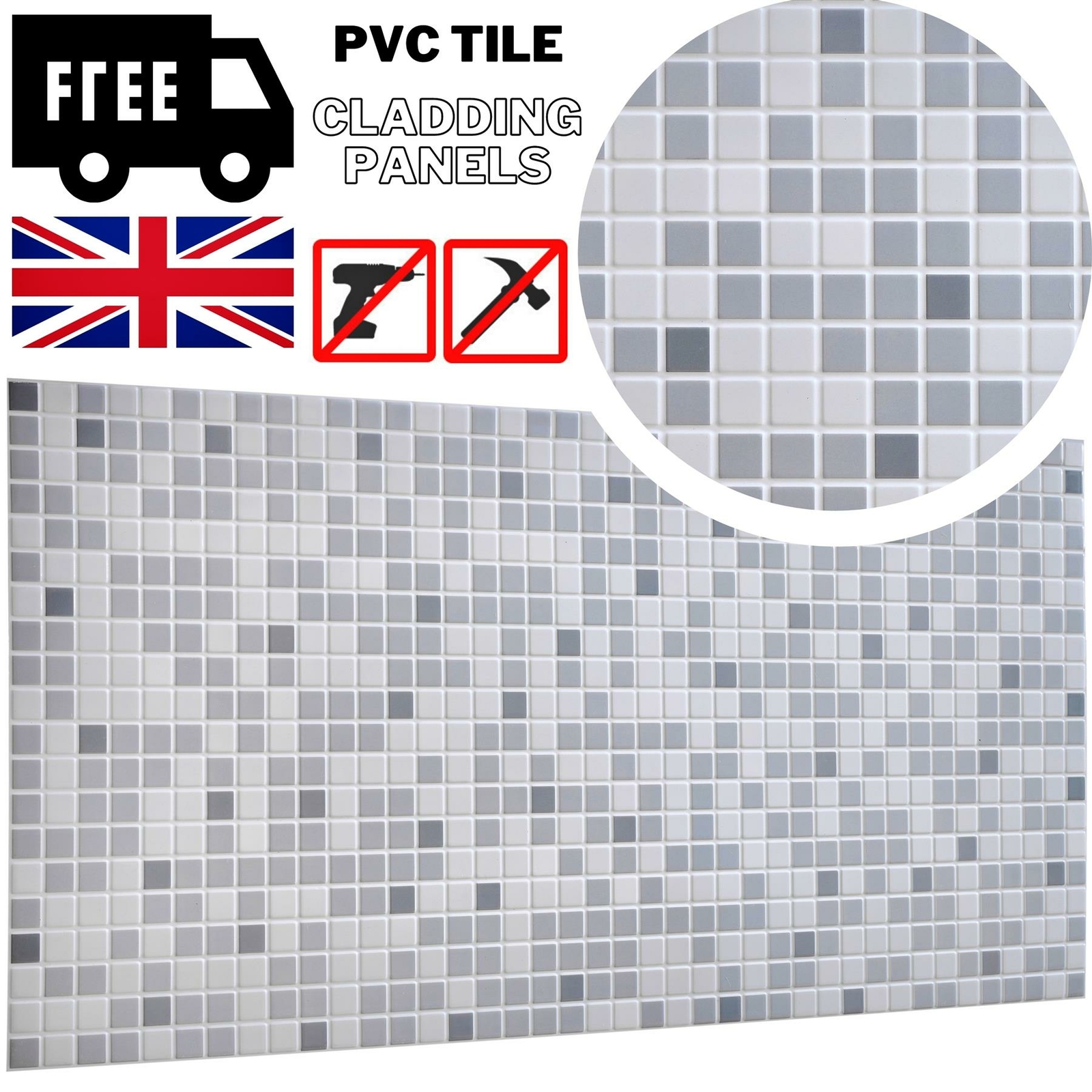 Mosaic Kitchen Bathroom PVC Wall Panels Splashback Backsplash Splash ...