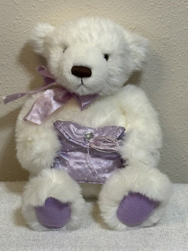 Gund 15 Inch White Teddy Bear Plush Purple Accents Stuffed Toy | eBay