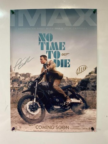 007 JAMES BOND FILM RELEASE POSTER NO TIME TO DIE DOUBLE SIGNED STUNT ...