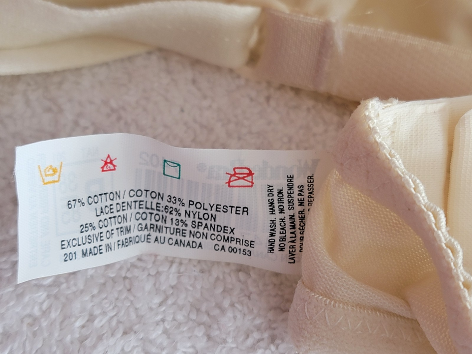 VINTAGE WONDERBRA SIZE 38B IVORY 7402 COTTON & LACE COLLECTION ...