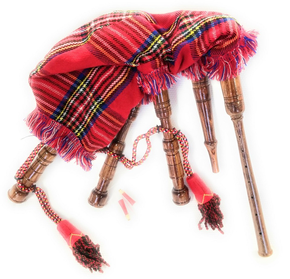 Mini Scottish Bagpipe Royal Irish Stewart Tartan Playable 2 Reeds ...