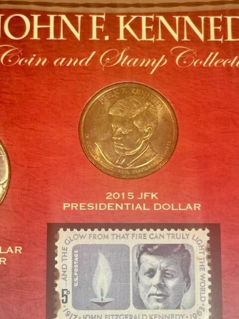 JOHN F KENNEDY COIN & STAMP COLLECTION-Silver Half Dollar-3 JFK Coins ...