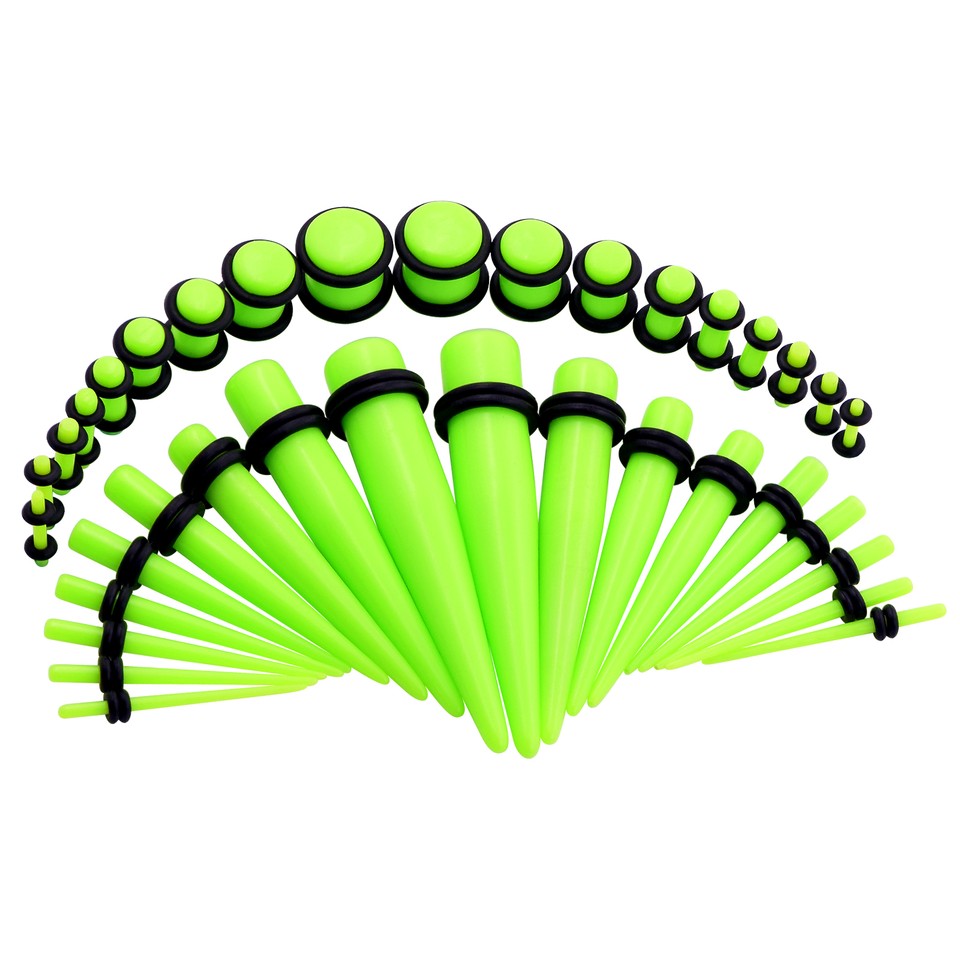 54PCS Acrylic Plugs Spiral Tapers O-Rings Set 14G-00G Ear Gauges ...