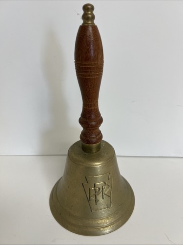 10 Inch PRR PENNSYLVANIA RAILROAD VINTAGE BRASS BELL WITH WOODEN HANDLE ...