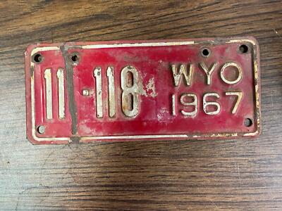 VTG Original 1967 Wyoming Motorcycle License Plate 11-118 Harley Indian ...
