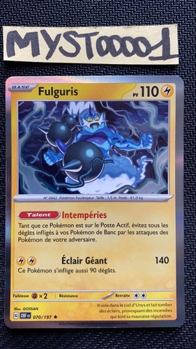 Carte Pokémon Fulguris 070/197 Holo Flammes Obsidiennes EV3 Français | eBay