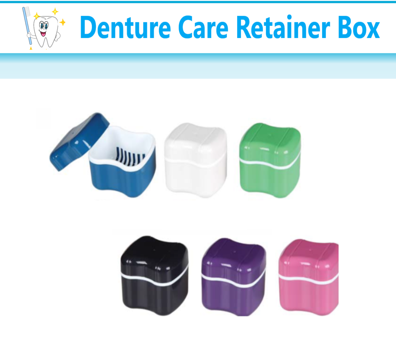 Denture Care Retainer Box with Tray Case Cup Storage Denture with ...