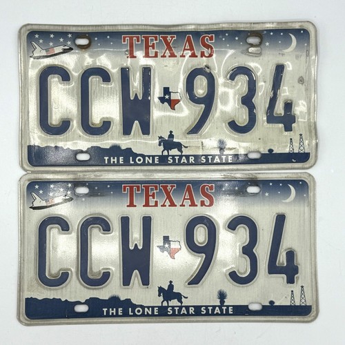 Texas The Lone Star State Shuttle License Plates CCW 934 Matching Set ...