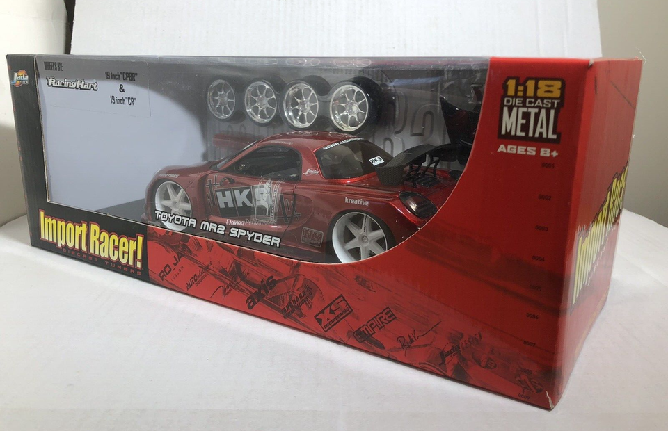 JADA IMPORT RACER TOYOTA MR2 SPYDER RED 1:18 WITH EXTRA SET WHEELS AND ...