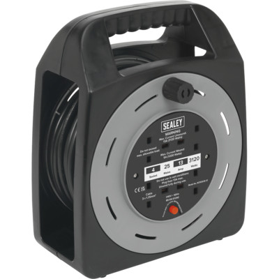 Sealey 3 Socket Cable Extension Reel Box 240v 25m | eBay UK