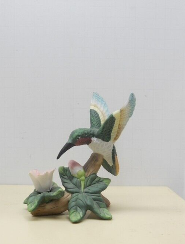 Vintage Porcelain Hummingbird on a Branch with Pink Flower | eBay