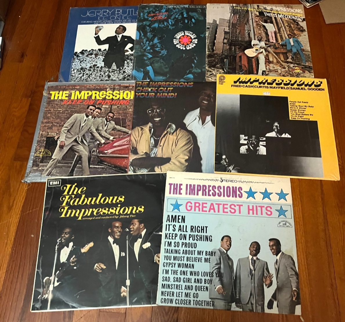 Lot of 8 Vintage THE IMPRESSIONS LP'S Jerry Butler Curtis Mayfield ...