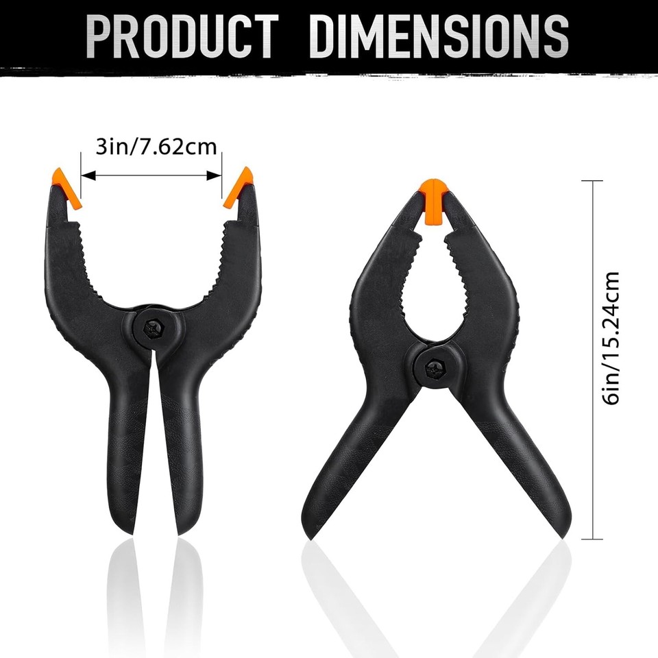 12 Piece Pack 6 Inch Spring Clamps Large Heavy Duty Plastic Muslin ...